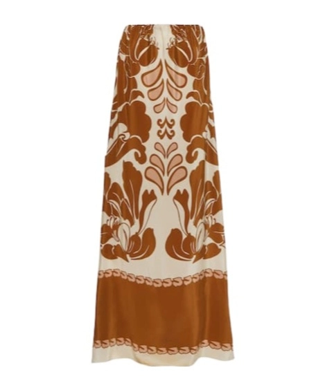 ADRIANA DEGREAS Printed Strapless Silk Maxi Dress