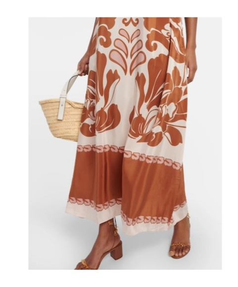 ADRIANA DEGREAS Printed Strapless Silk Maxi Dress