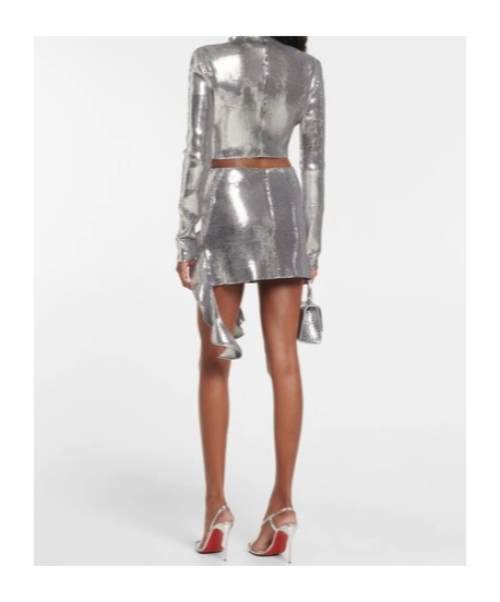 David Koma Sequined Mockneck Crop Top