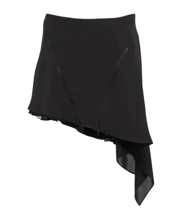 MUGLER Asymmetric Mini Skirt - Black