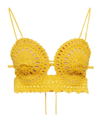 Stella McCartney Broderie Anglaise Crop Top - Yellow