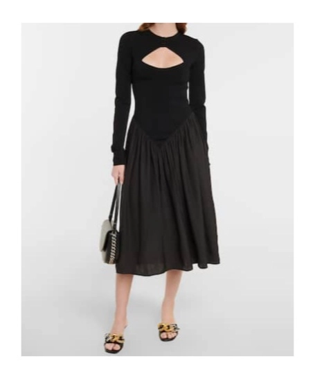 Stella McCartney Cutout Silk-trimmed Midi Dress