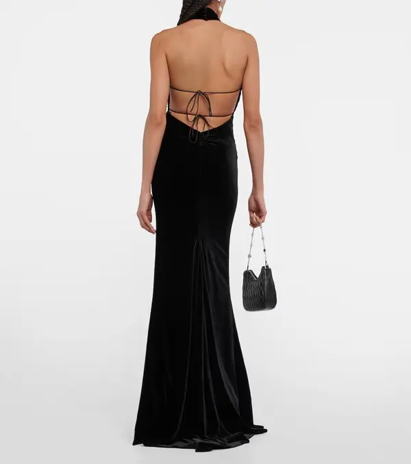 Alessandra Rich Openwork Velvet Dress