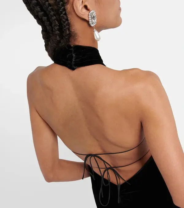Alessandra Rich Openwork Velvet Dress