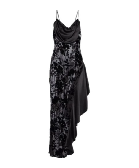 RODARTE Asymmetrical Floral Devoré Slip Dress - Black