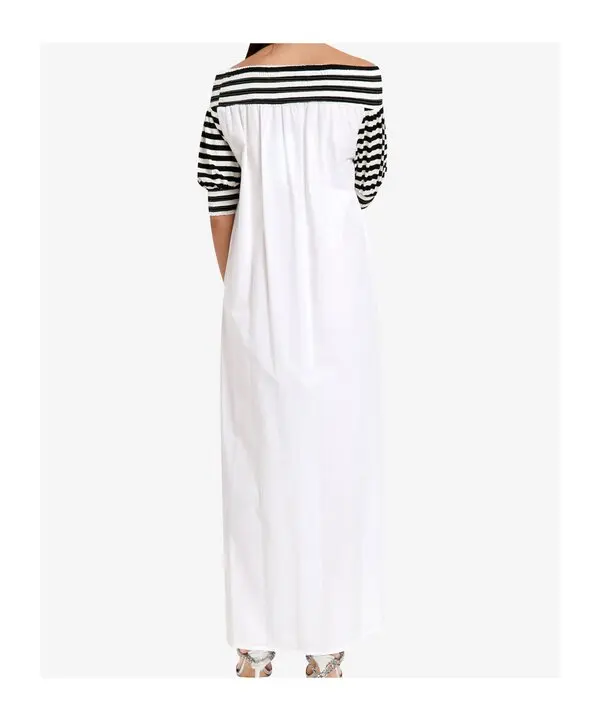KAOS Off-the-shoulder Striped Bodice Short Sleeve Maxi Dress