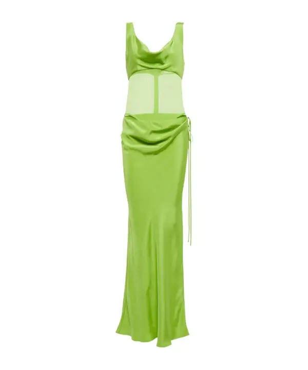 Christopher Esber Sheer-detail Silk Satin Gown - Green