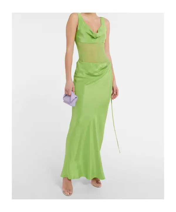 Christopher Esber Sheer-detail Silk Satin Gown