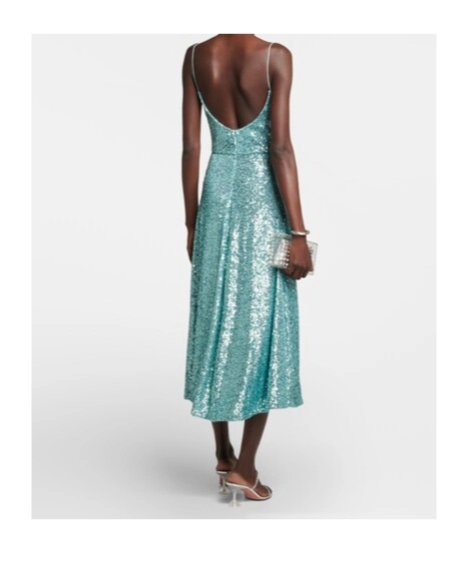 Monique Lhuillier Sequined Sweetheart Neckline Midi Dress