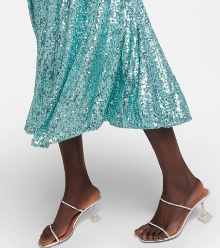 Monique Lhuillier Sequined Sweetheart Neckline Midi Dress