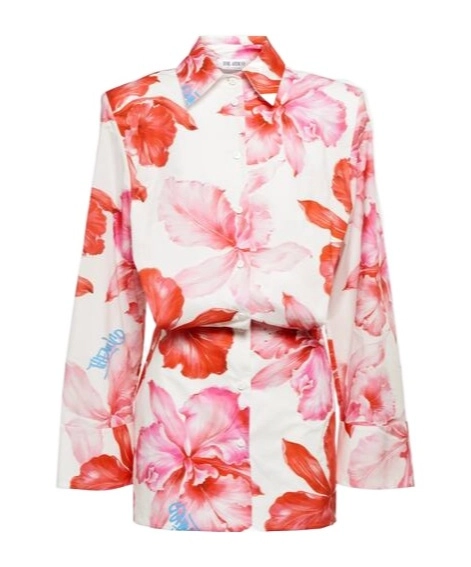 Attico Margot Floral Cotton Shirt Dress - Pink