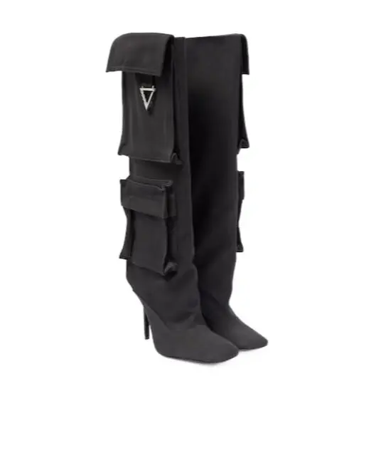Attico Sienna Canvas Knee-high Boots - Black