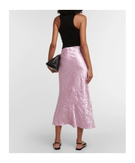 Attico Crinkled Satin Slip Skirt