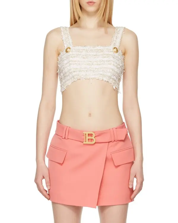 Balmain Tweed Sports Bra Crop Top