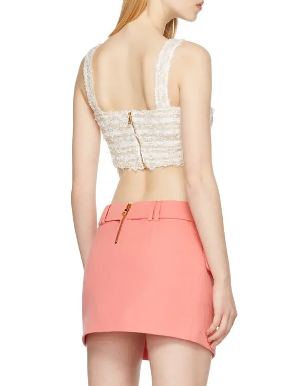 Balmain Tweed Sports Bra Crop Top