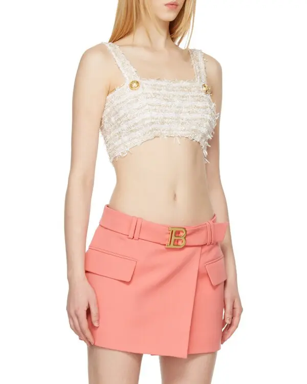 Balmain Tweed Sports Bra Crop Top