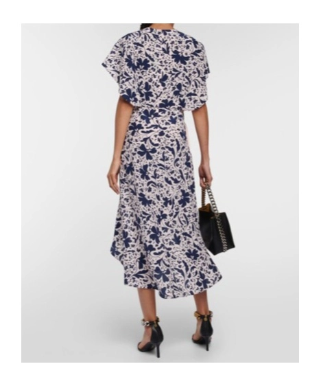 Stella McCartney Floral Silk Midi Dress - Gray