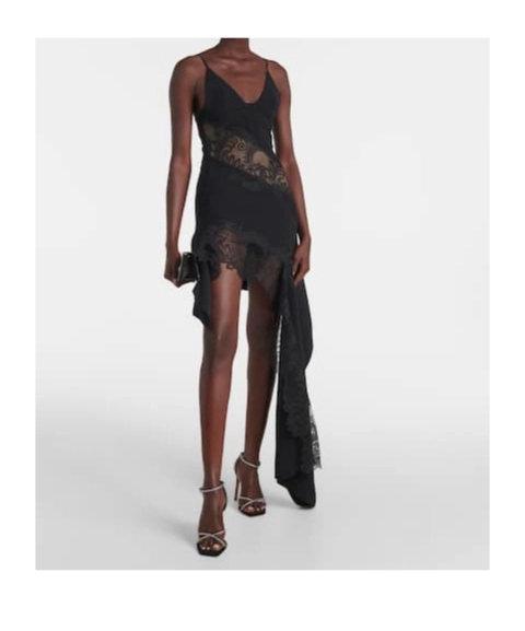 David Koma Asymmetric Lace-trimmed Minidress