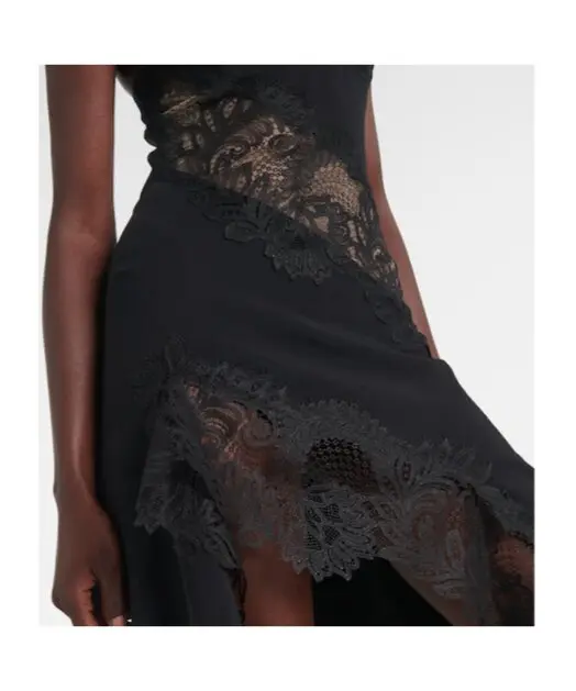 David Koma Asymmetric Lace-trimmed Minidress