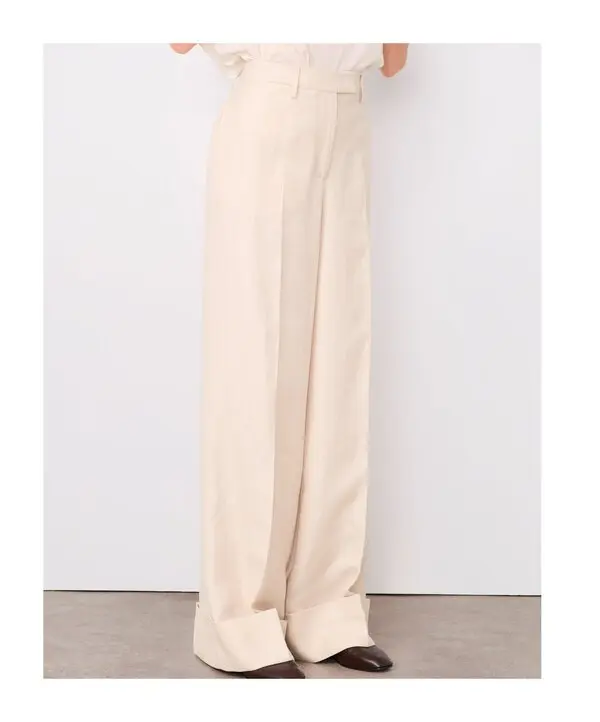 Officine Générale Tailored Wide Leg Pants With Belt Loops