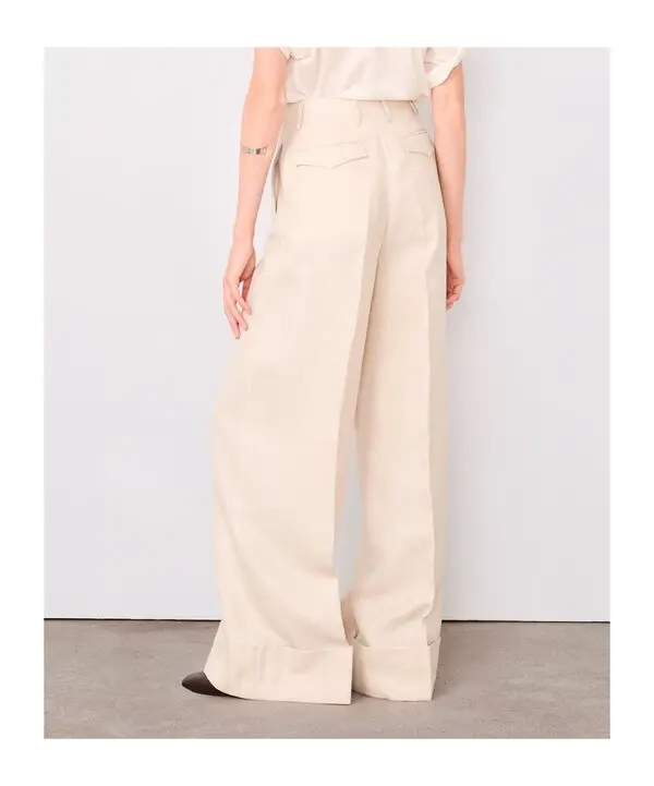 Officine Générale Tailored Wide Leg Pants With Belt Loops