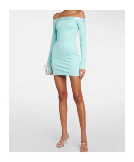 David Koma Crystal Embellished Mini Dress - Blue
