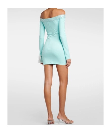 David Koma Crystal Embellished Mini Dress - Blue