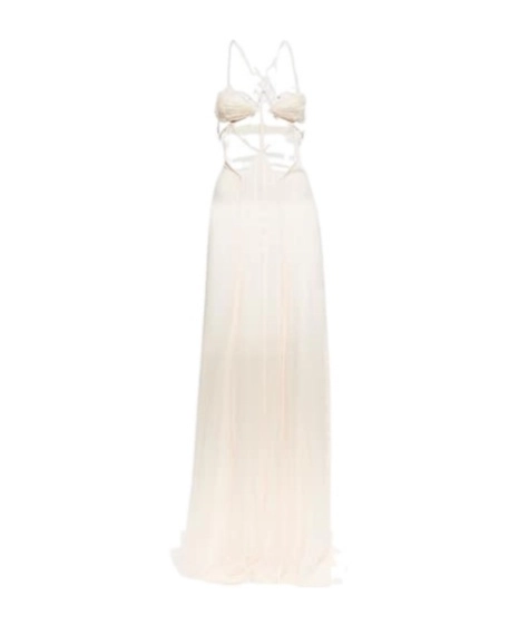NENSI DOJAKA Bridal Cutout Silk Chiffon Gown - White