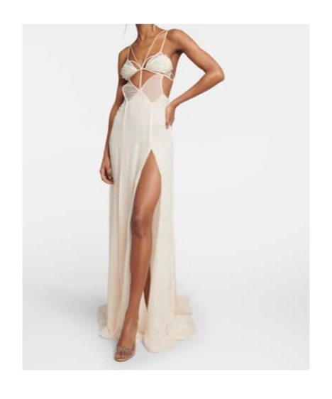 NENSI DOJAKA Bridal Cutout Silk Chiffon Gown