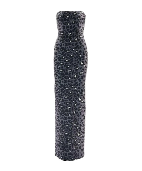 Alex Perry Leopard-print Strapless Velvet Gown - Black