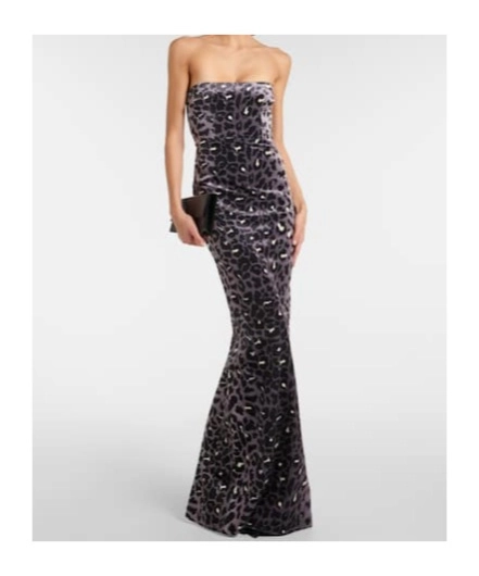 Alex Perry Leopard-print Strapless Velvet Gown