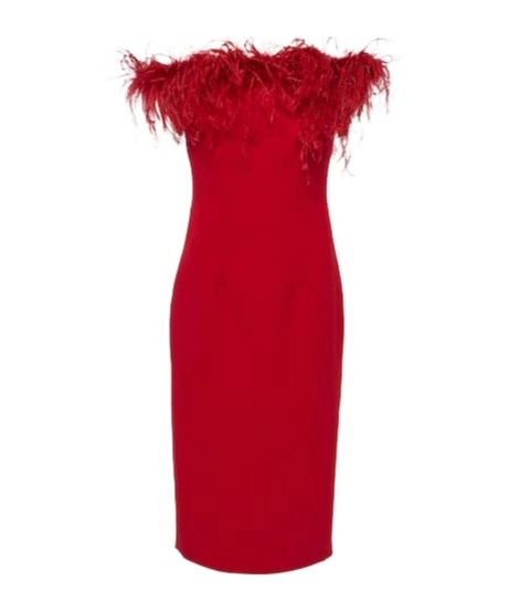SAFIYAA LONDON Starling Feather-trimmed Midi Dress