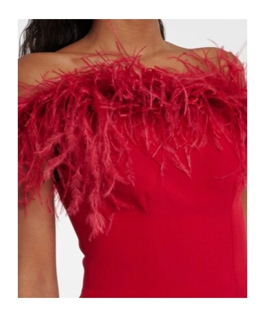SAFIYAA LONDON Starling Feather-trimmed Midi Dress
