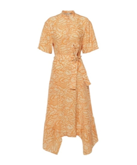 Stella McCartney Printed Asymmetric Silk Midi Dress - Nude