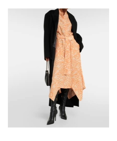 Stella McCartney Printed Asymmetric Silk Midi Dress - Nude
