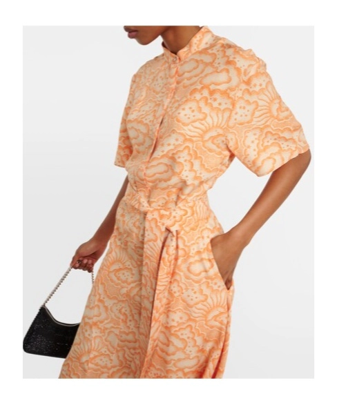 Stella McCartney Printed Asymmetric Silk Midi Dress - Nude