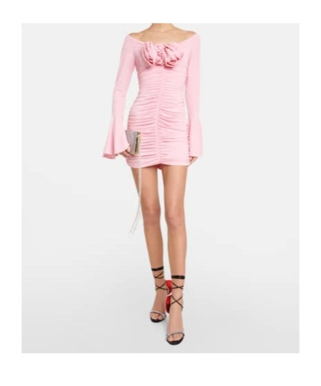Magda Butrym Ruched Jersey Minidress With Rose Detail