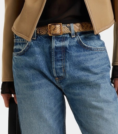 NILI LOTAN Gabriele Snake-print Leather Belt