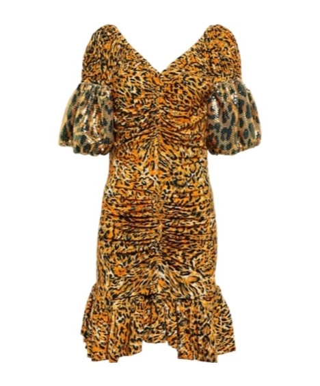 Rabanne Embellished Animal-print Ruched Minidress - Brown