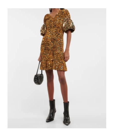 Rabanne Embellished Animal-print Ruched Minidress