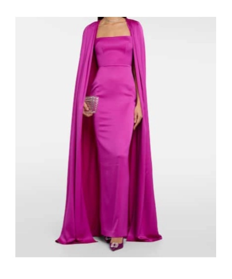 Alex Perry Caped Satin Gown