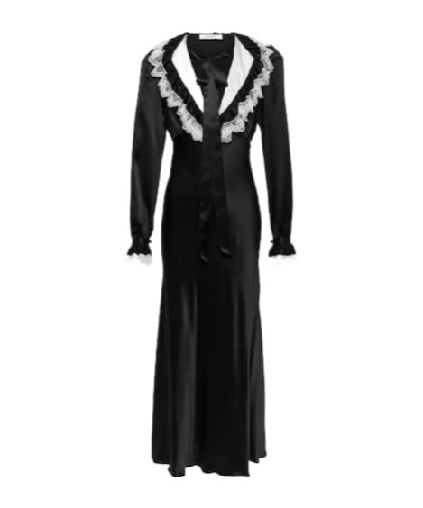 RODARTE Silk Satin Midi Dress - Black