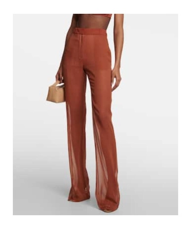 NENSI DOJAKA Mid-rise Wide-leg Silk Pants