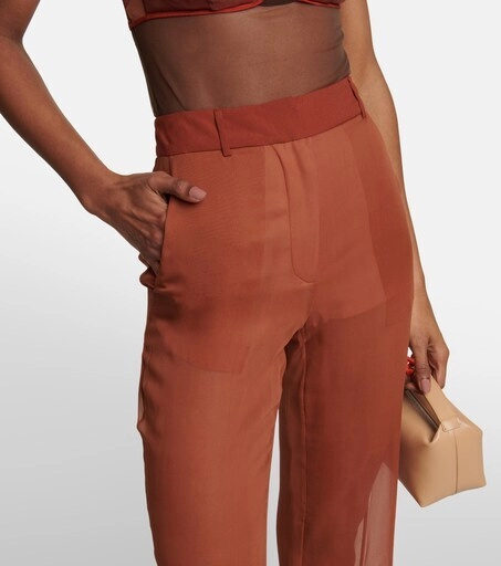 NENSI DOJAKA Mid-rise Wide-leg Silk Pants