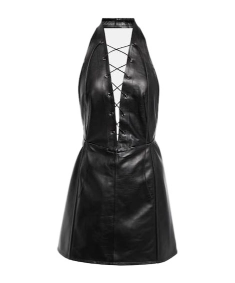 PETAR PETROV Atkins V-neck Leather Mini Dress - Black