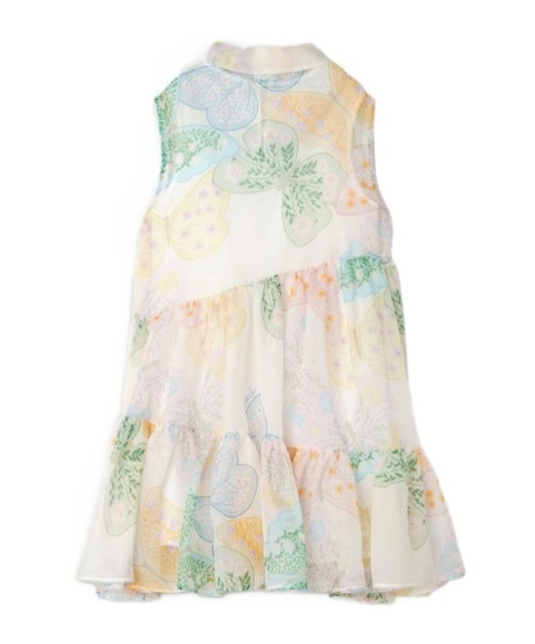Fendi Sleeveless Tiered Butterfly-print Organza Dress