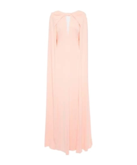 Monique Lhuillier Caped Keyhole Satin Gown