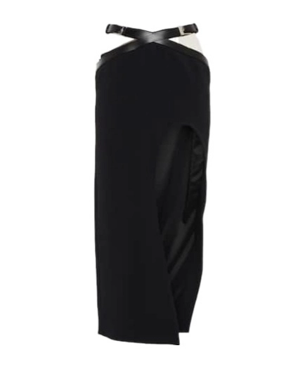 David Koma Leather-trimmed Midi Skirt - Black