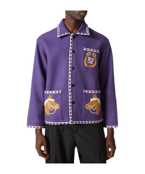 BODE Embroidered Wool Jacket - Blue