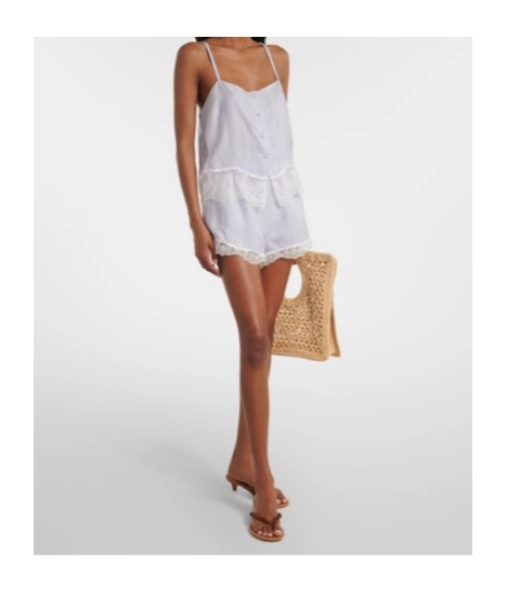 FRAME Stripe Lace Silk Shorts